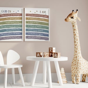 God is & I Am Christian Kids Positive Affirmation Printable Wall Art ...