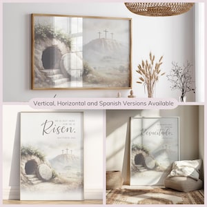 Jesus Empty Tomb Bible Verse Wall Art Printable, Christian Religious He ...