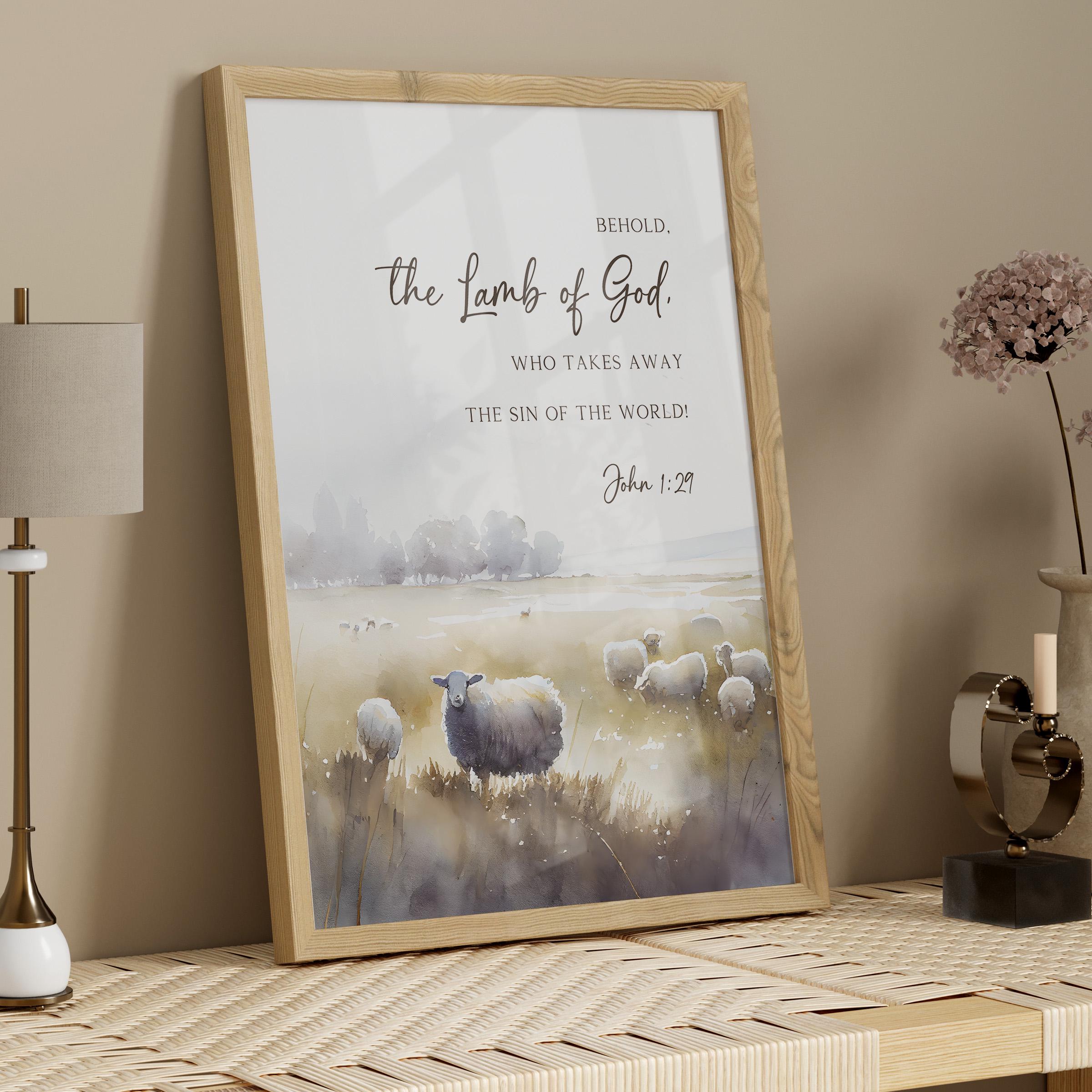 John 1:29 Behold the Lamb of God Bible Verse Wall Art Printable, Modern ...