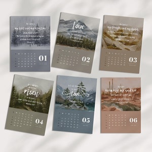 2025 Monthly Bible Verse Desk Calendar Printable, Christian Watercolor ...