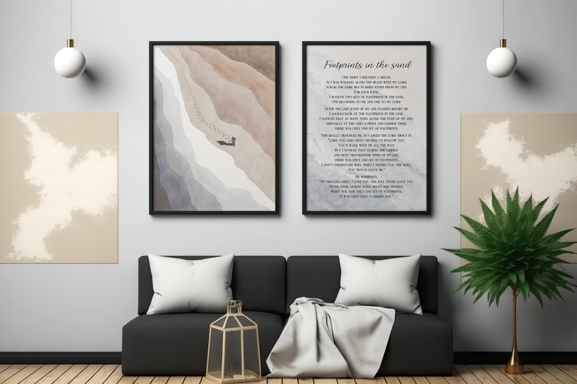 Footprints in the Sand Poem Printable Wall Art Modern - Etsy