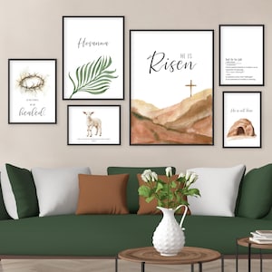 Religious Easter Story Set of 6 Bible Verse Wall Art Printable Gallery ...