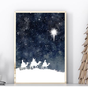 Star of Bethlehem 3 Wise Men Christian Printable Wall Art, Modern ...