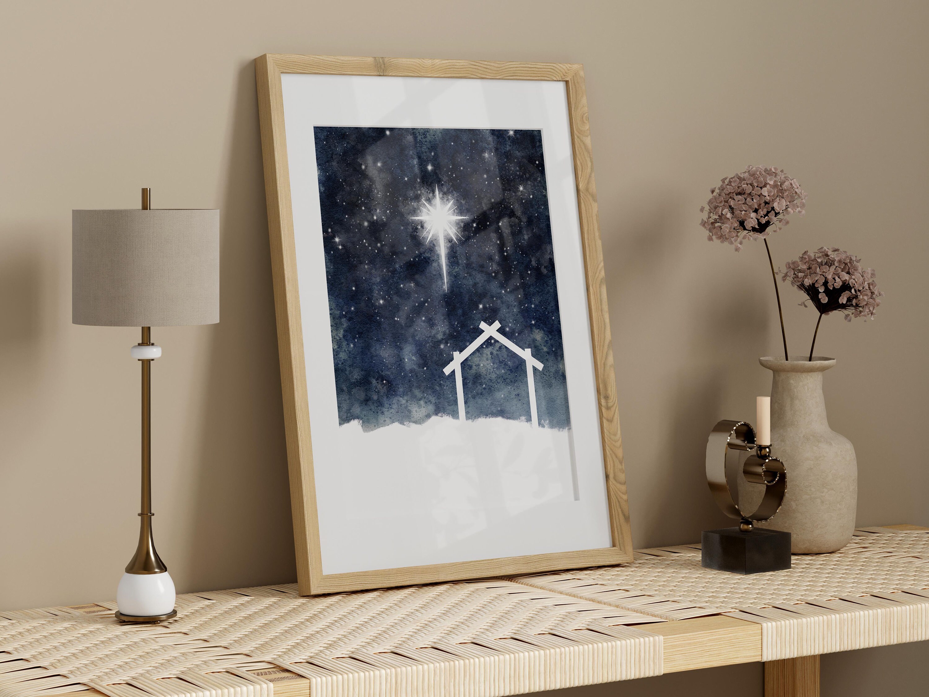 Star of Bethlehem Jesus Stable Christian Printable Wall Art, Modern ...