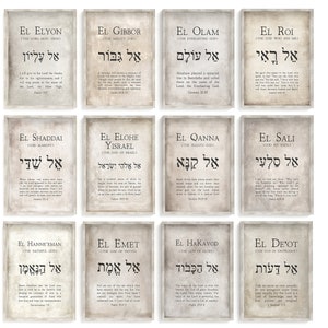 36 Hebrew Names of God Bible Verse Printable Wall Art Gallery Set ...