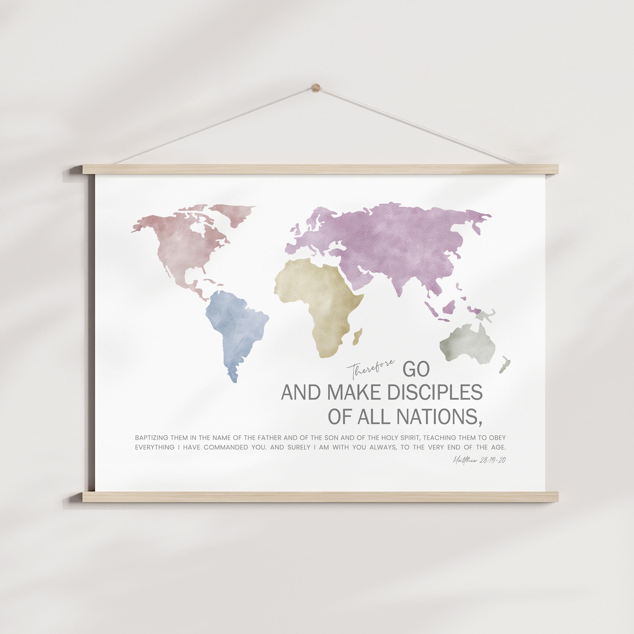 The Great Commission Bible Verse Printable Wall Art, Matthew 28:19-20 ...