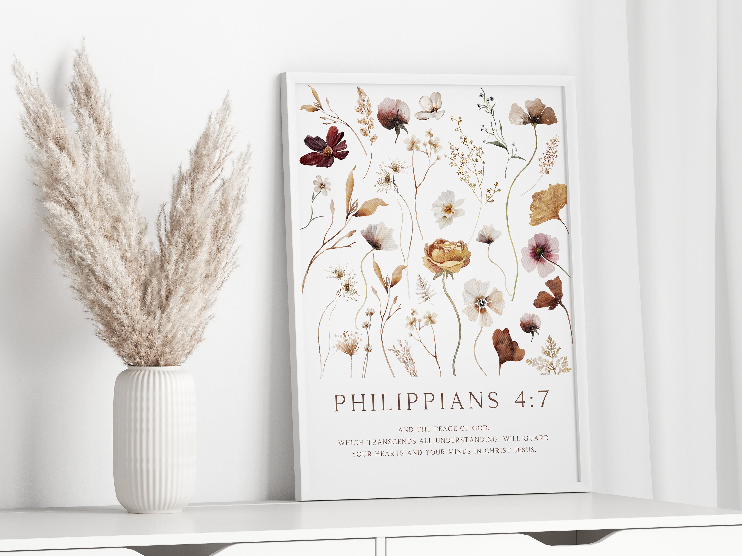 Philippians 4:6-7 Bible Verse Wall Art Printable Set of 2, Christian ...