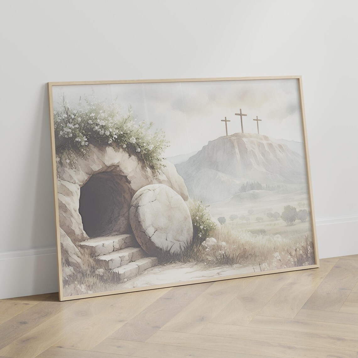 Jesus Empty Tomb Bible Verse Wall Art Printable, Christian Religious He ...
