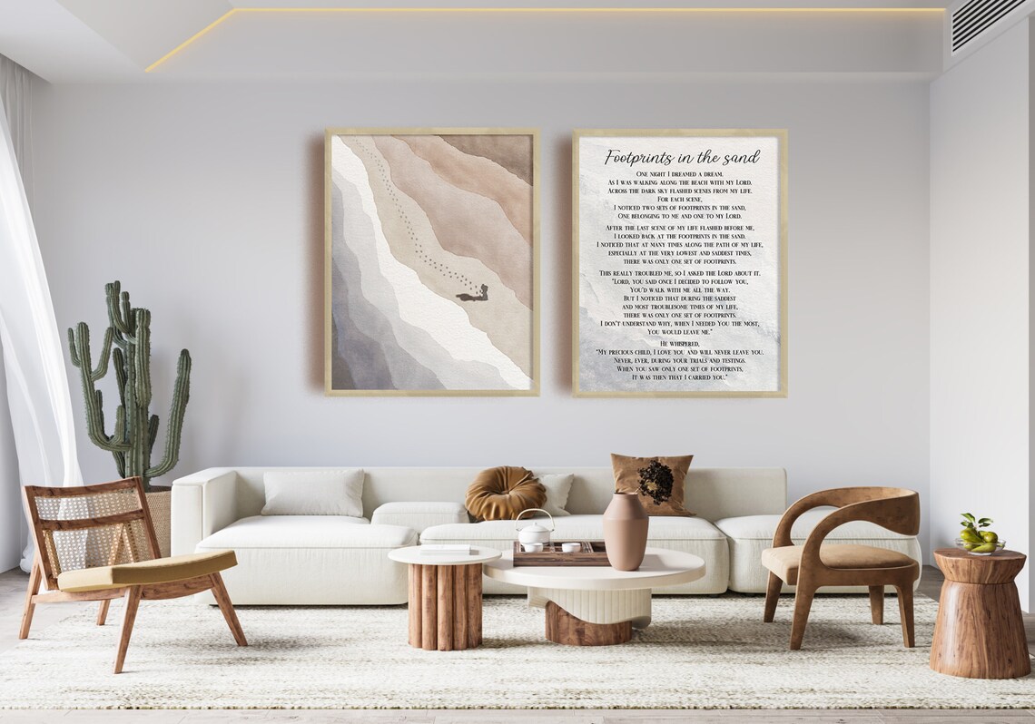 Footprints in the Sand Poem Printable Wall Art Modern - Etsy