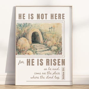 Jesus Empty Tomb Bible Verse Wall Art Printable, Christian Religious He ...
