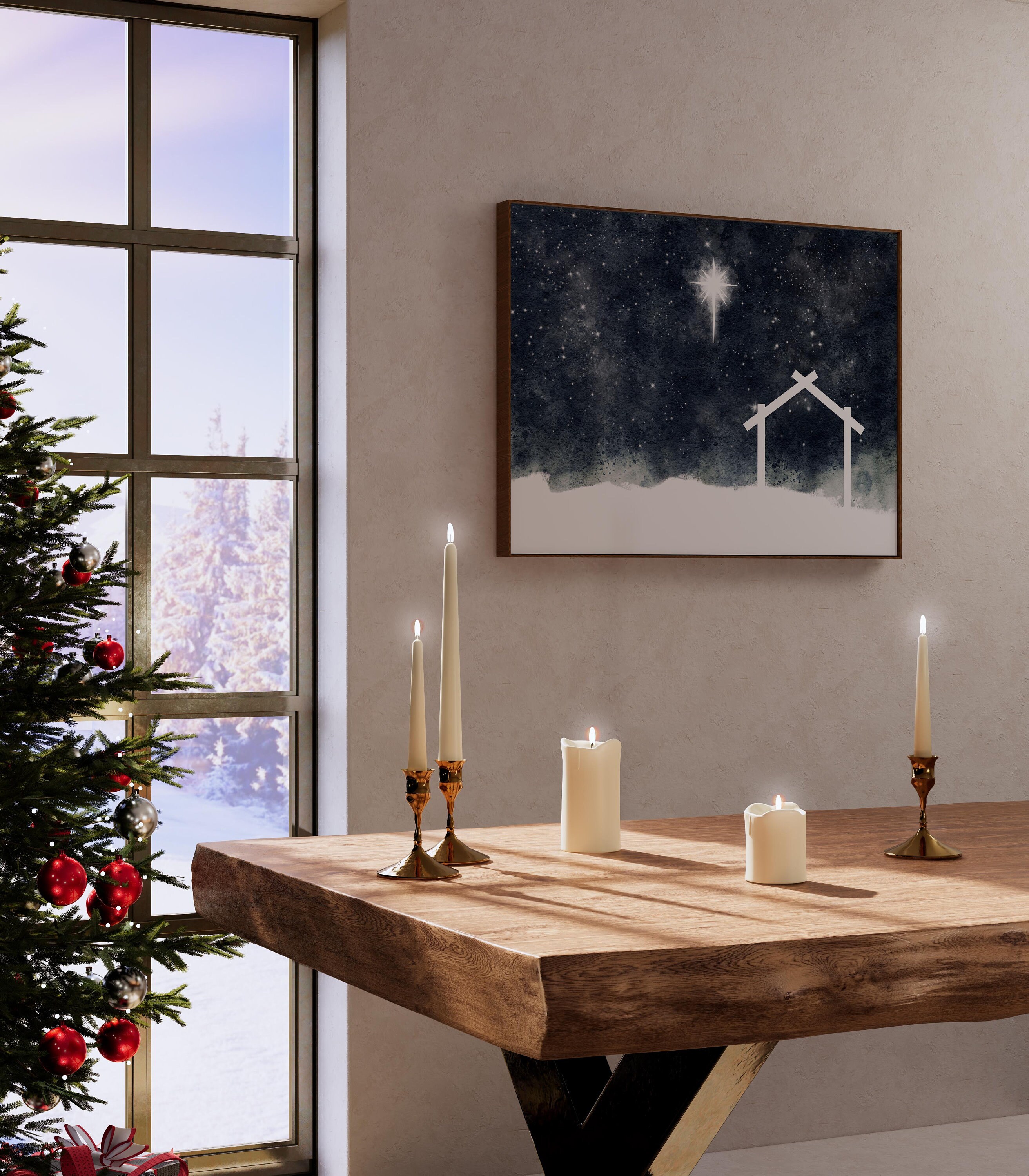 Star of Bethlehem Jesus Stable Christian Printable Wall Art, Modern ...