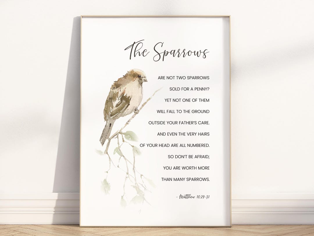 The Sparrows Bible Verse Wall Art Printable, Matthew 10:28-31 Christian ...