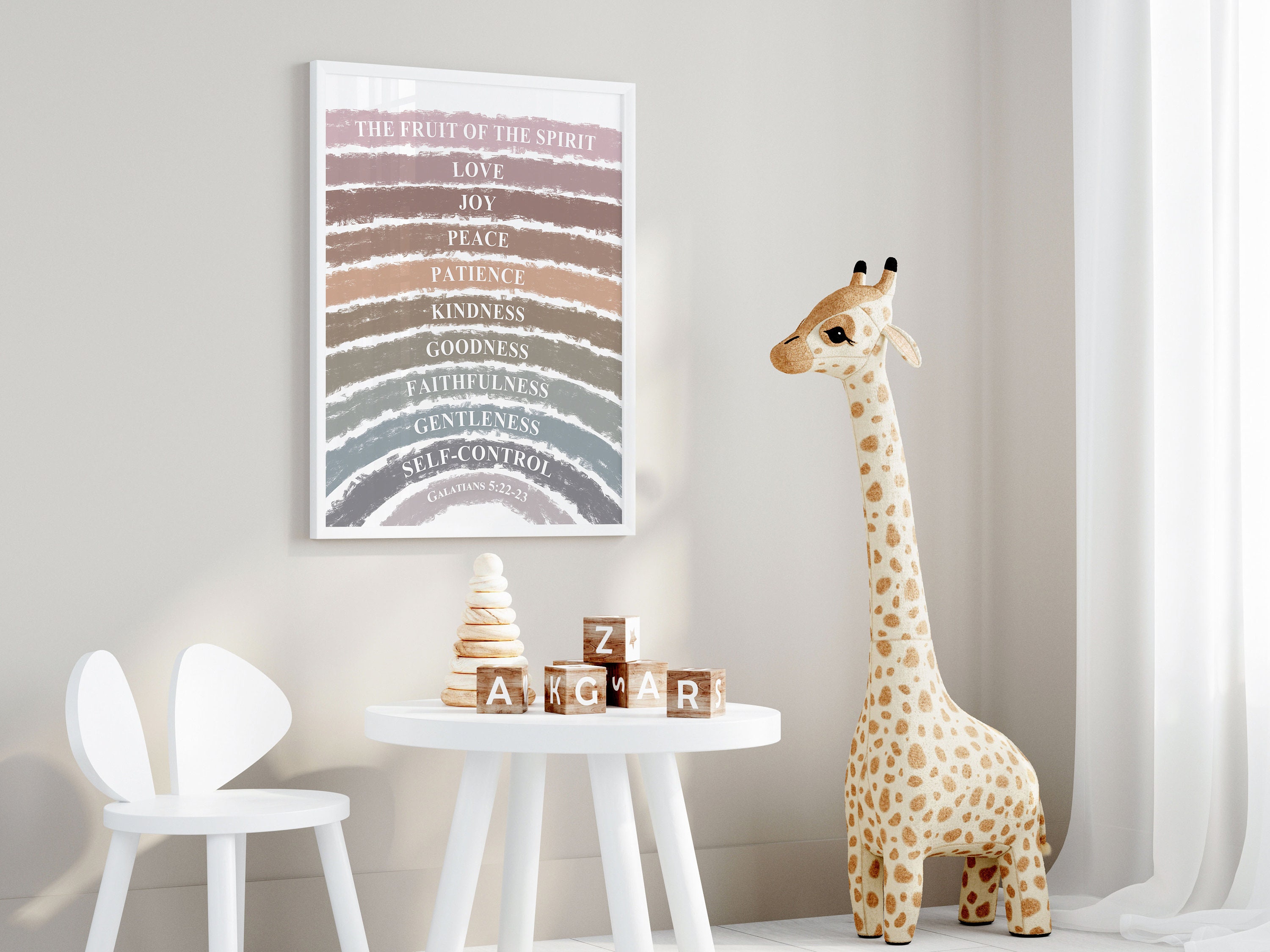 Fruit of the Spirit Kids Boho Rainbow Bible Verse Wall Art - Etsy