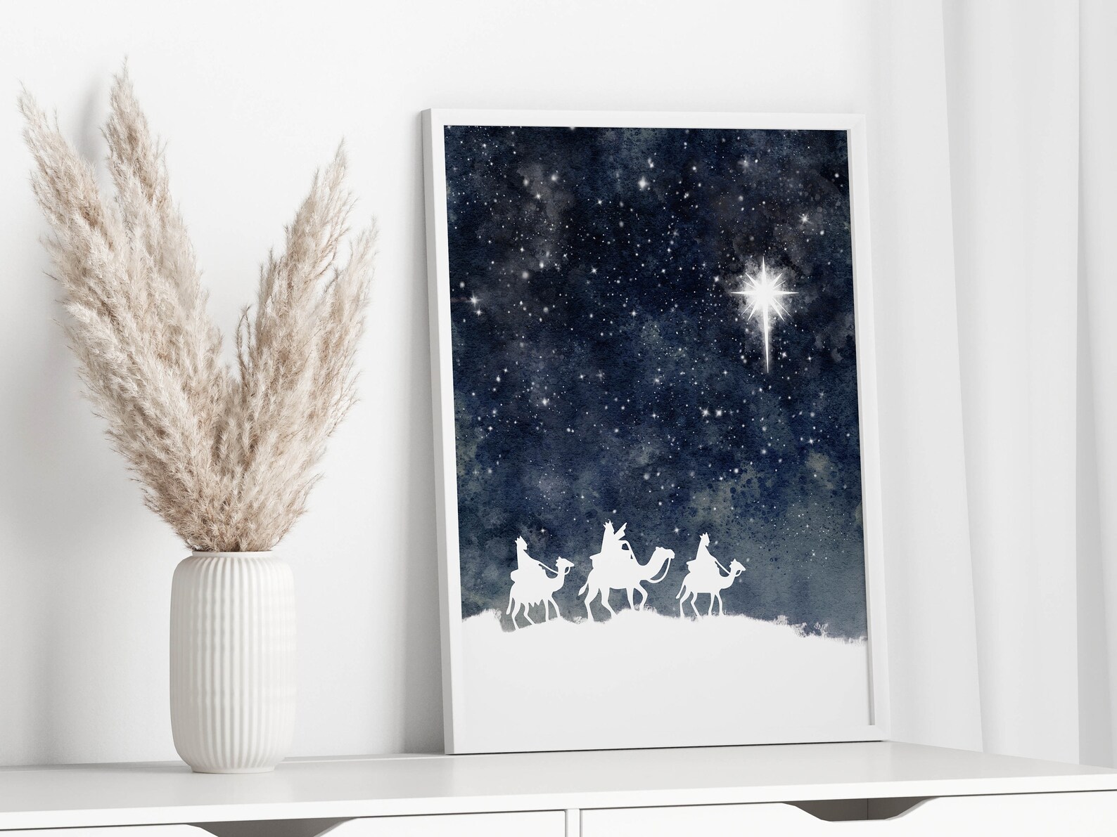Star of Bethlehem 3 Wise Men Christian Printable Wall Art, Modern ...