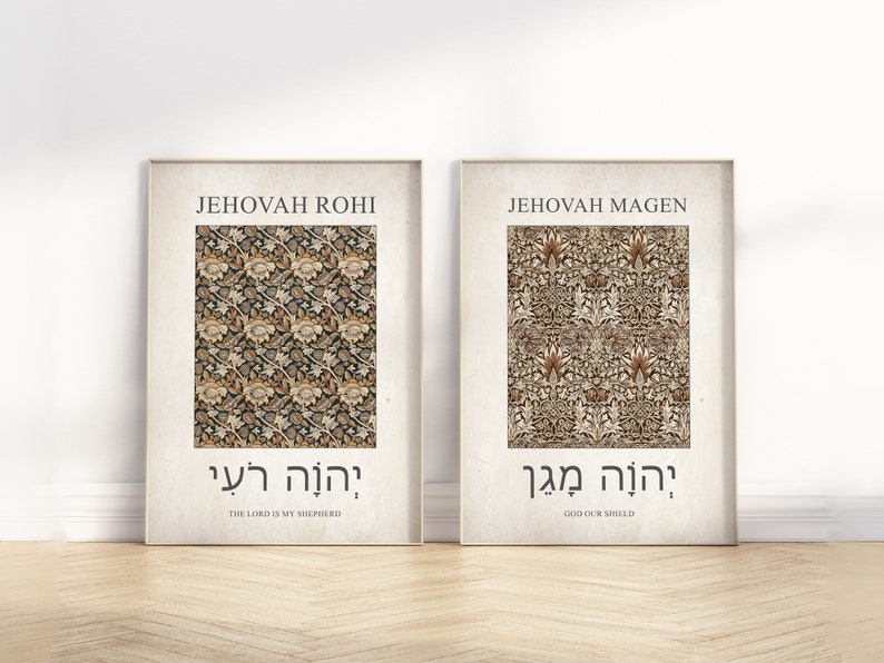 12 Hebrew Names of God and Meanings Printable Wall Art Gallery Set ...