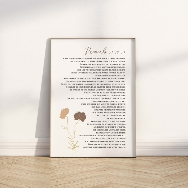 Proverbs 31 Woman Modern Christian Boho Wall Art Print - Etsy