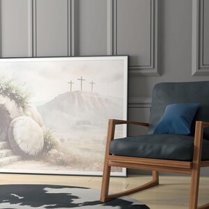 Jesus Empty Tomb Bible Verse Wall Art Printable, Christian Religious He ...