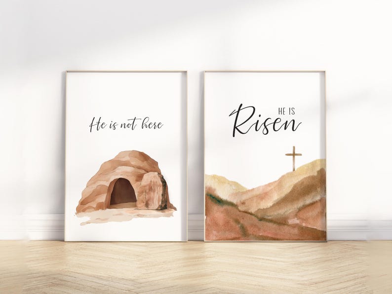 Religious Easter Story Set of 6 Bible Verse Wall Art Printable Gallery ...