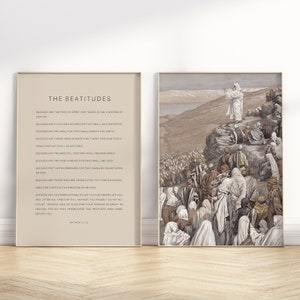 The Beatitudes Bible Verse Wall Art Printable Set of 2, Sermon on the ...
