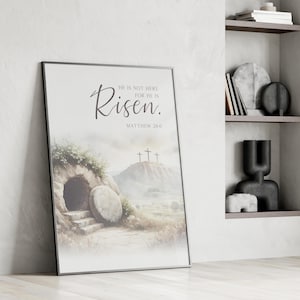 Jesus Empty Tomb Bible Verse Wall Art Printable, Christian Religious He ...