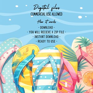 Summer Flip Flops PNG Summer Vibes Beach Life Clipart Bundle Summer ...