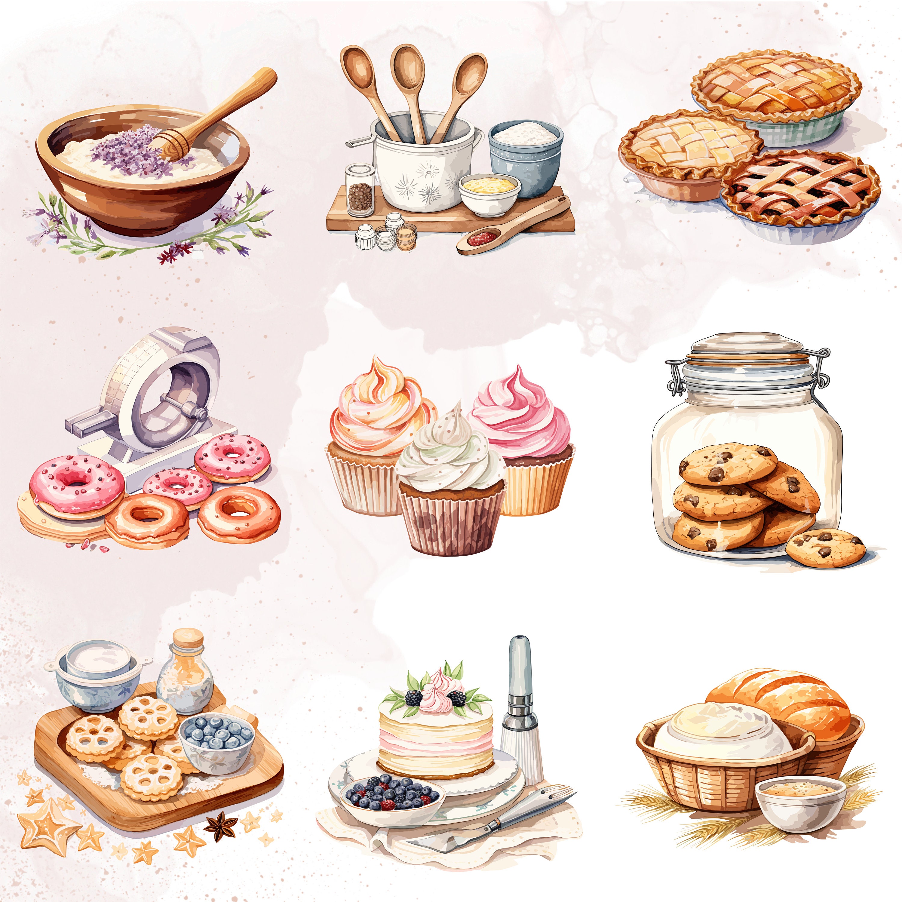 Baking Essentials Illustrations Baking PNG Bread Clipart - Etsy