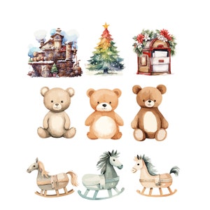 Christmas Elves Watercolor Clipart Santa's Workshop PNG Christmas ...