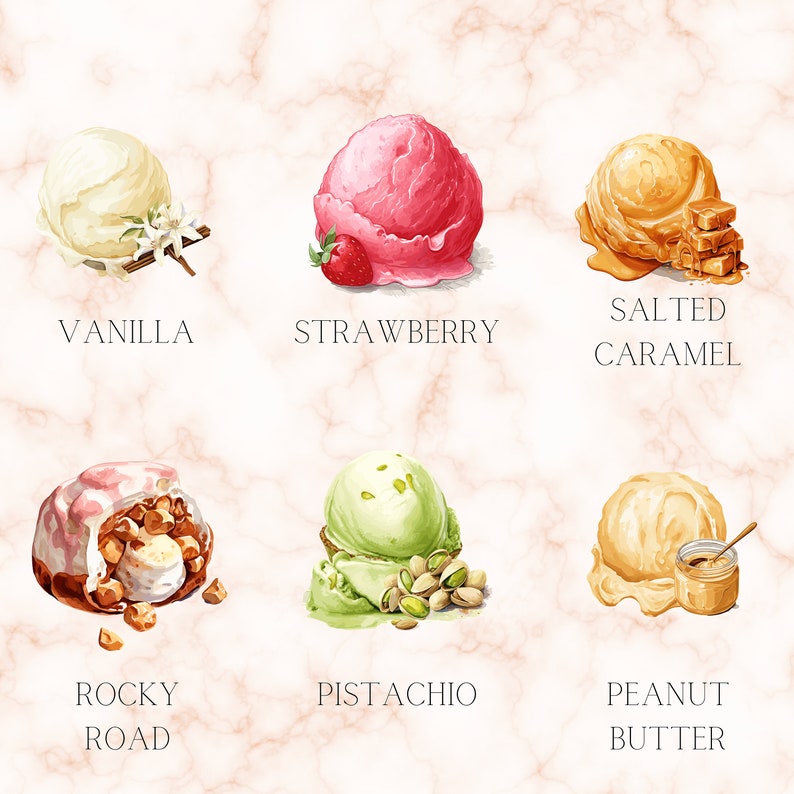 Watercolor Gelato Clipart Ice Cream PNG Ice Cream SVG Summer - Etsy