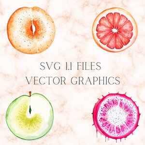 Watercolor Fruit Slices Clipart: PNG SVG Bundle - Etsy