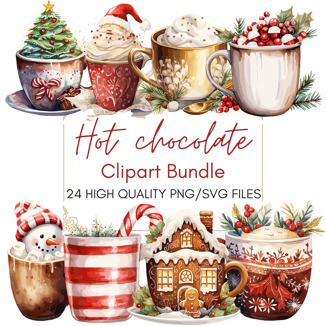 Watercolor Hot Chocolate Clipart Christmas Hot Cocoa PNG Christmas ...