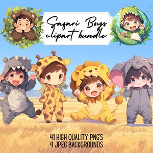 Cute Safari Clipart Bundle Baby Boy Baby Shower Illustrations Baby ...