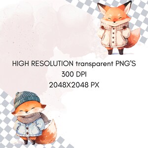 Cute Watercolor Christmas Foxes Clipart Bundle Baby Fox Winter Fashion ...