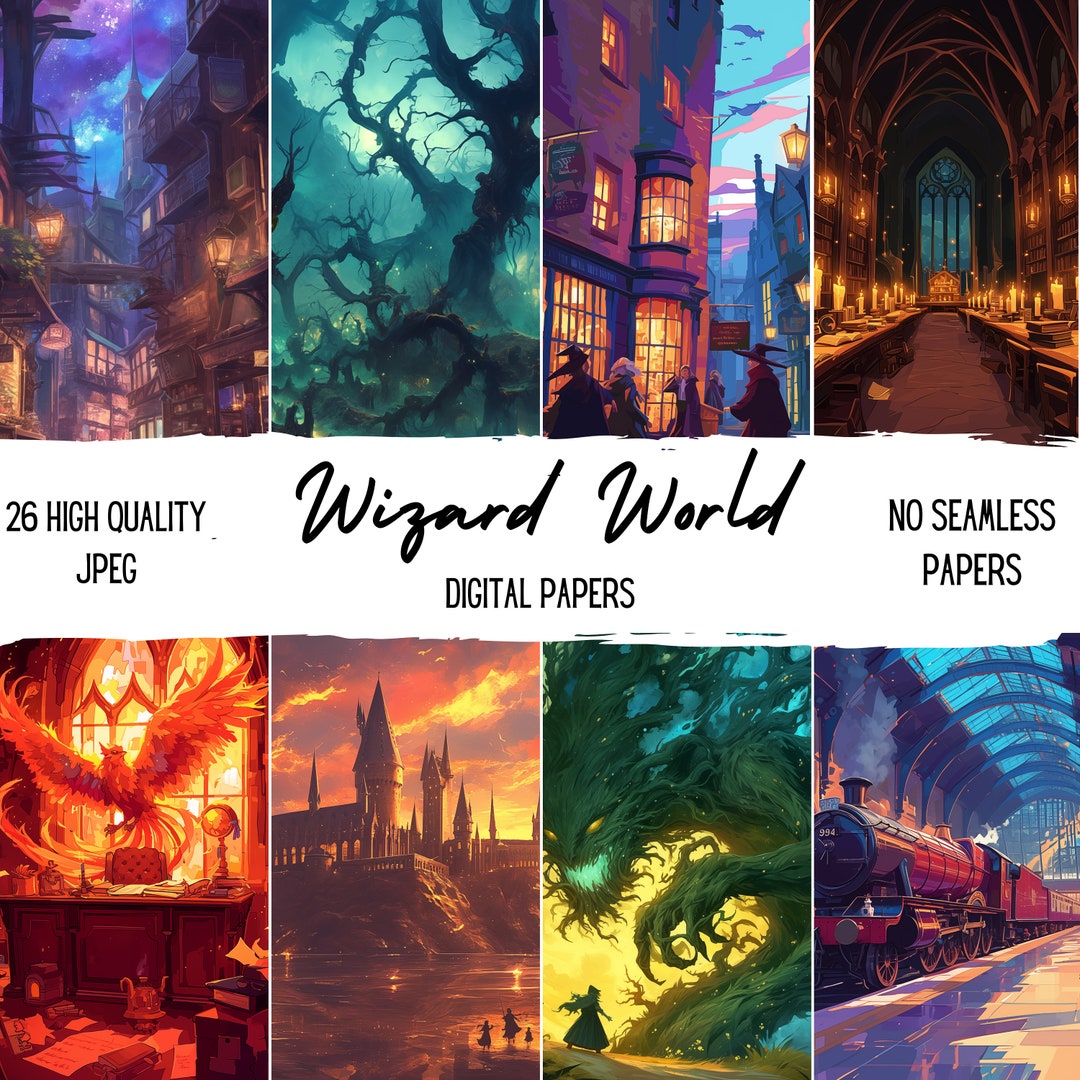 Wizard School Digital Papers Fantasy Illustrations Mystical Junk ...