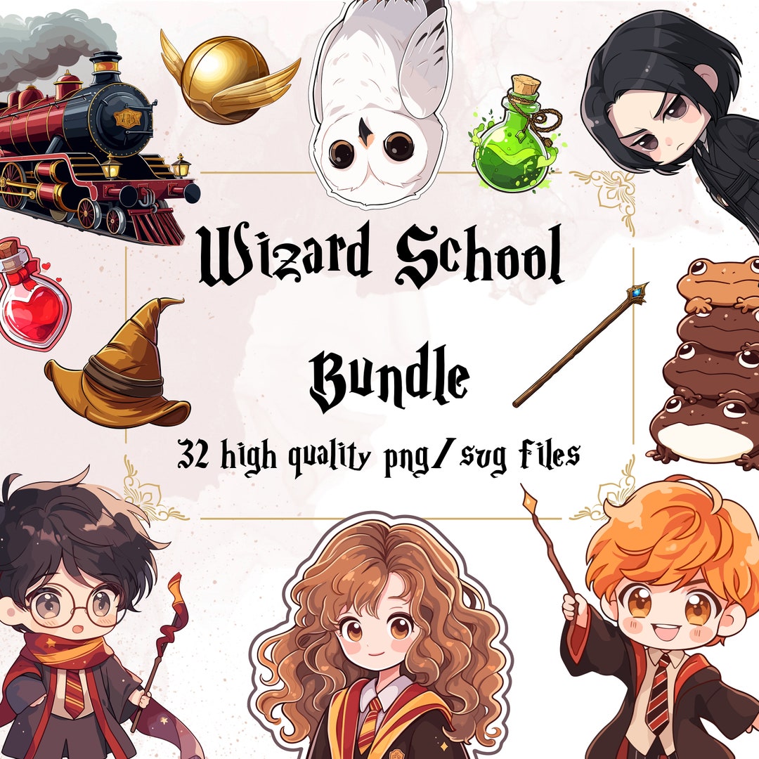 Chibi Wizard School Clipart Cute Witch Ilustração Adesivo Use Kawaii ...