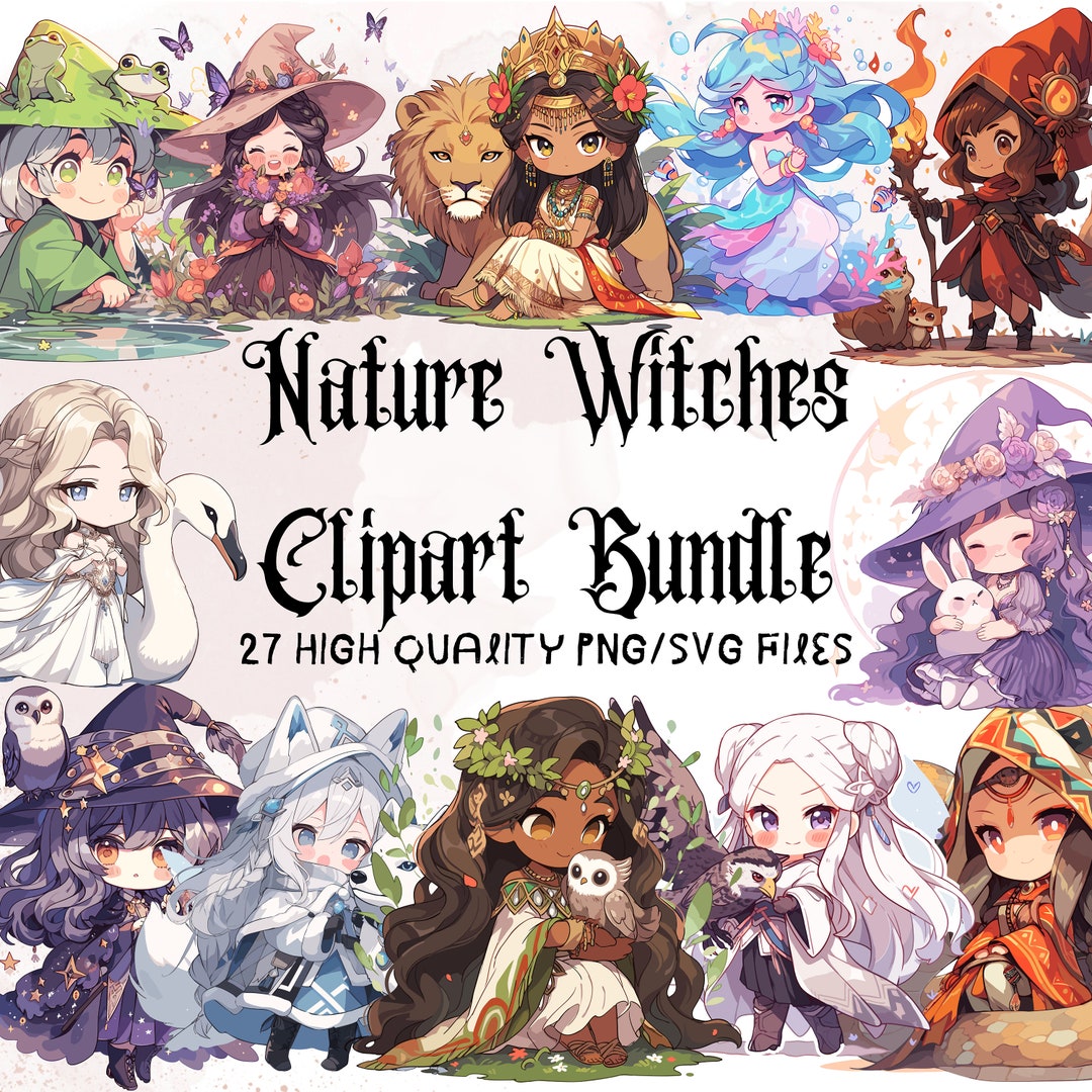 Nature Witches Clipart, Cute Witch, Witchy Animals PNG, Magic Woodland ...