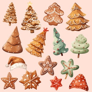 51 Watercolor Gingerbread Clipart Cookies PNG Christmas Clipart Holiday ...