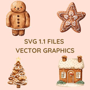 51 Watercolor Gingerbread Clipart Cookies PNG Christmas Clipart Holiday ...