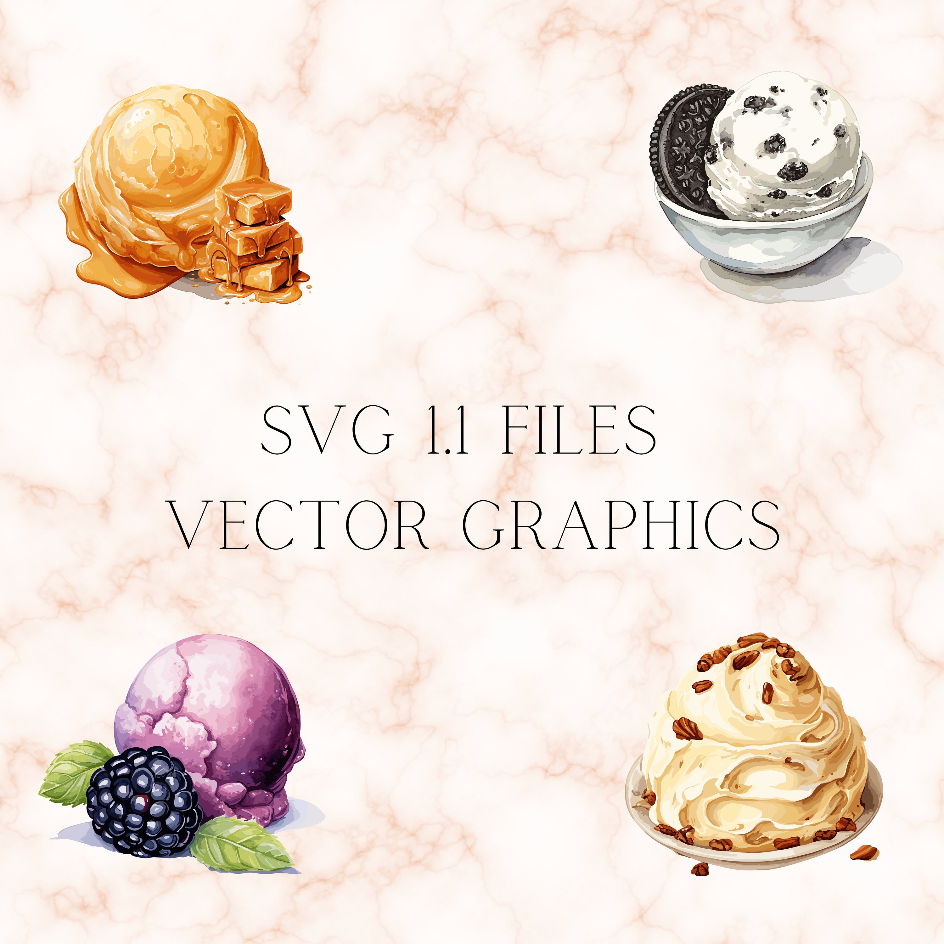 Watercolor Gelato Clipart Ice Cream PNG Ice Cream SVG Summer - Etsy