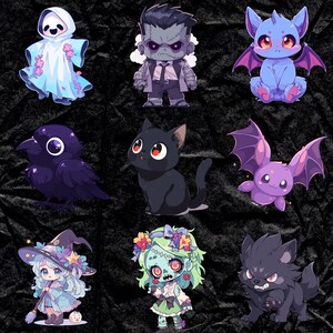 Chibi Cute Halloween Monsters Clipart Halloween PNG Cute Ghost Vampire ...