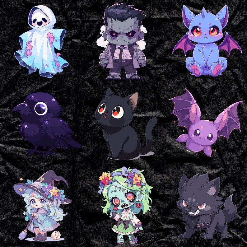 Chibi Cute Halloween Monsters Clipart Halloween PNG Cute Ghost - Etsy