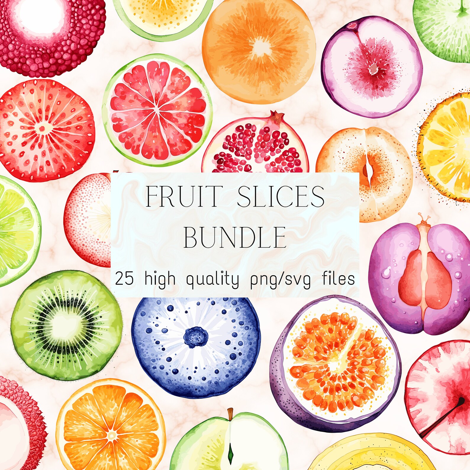 Watercolor Fruit Slices Clipart: PNG SVG Bundle - Etsy