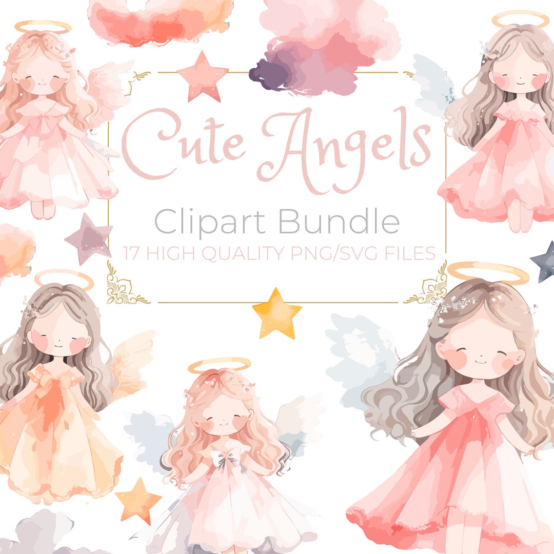 Cute Angels Clipart Watercolor Angels PNG Child Angels Illustrations ...