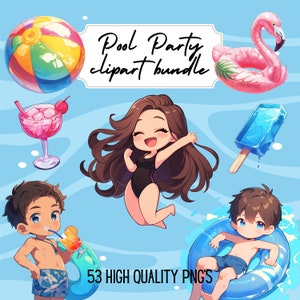 Summer Clipart Pool Party Clipart Beach Day PNG Seasonal Illustrations ...
