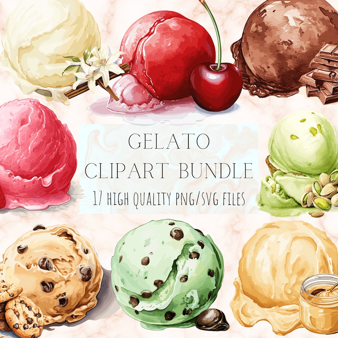Watercolor Gelato Clipart Ice Cream PNG Ice Cream SVG Summer Vibes Ice ...