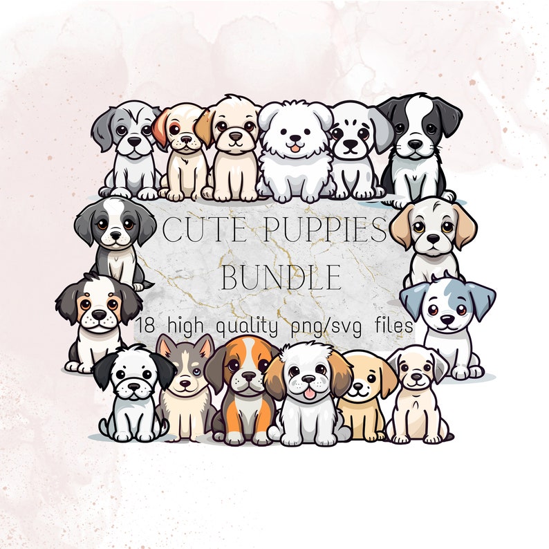 Cute Puppies Clipart Bundle PNG Chibi Dogs Kawaii PNG Stickers - Etsy