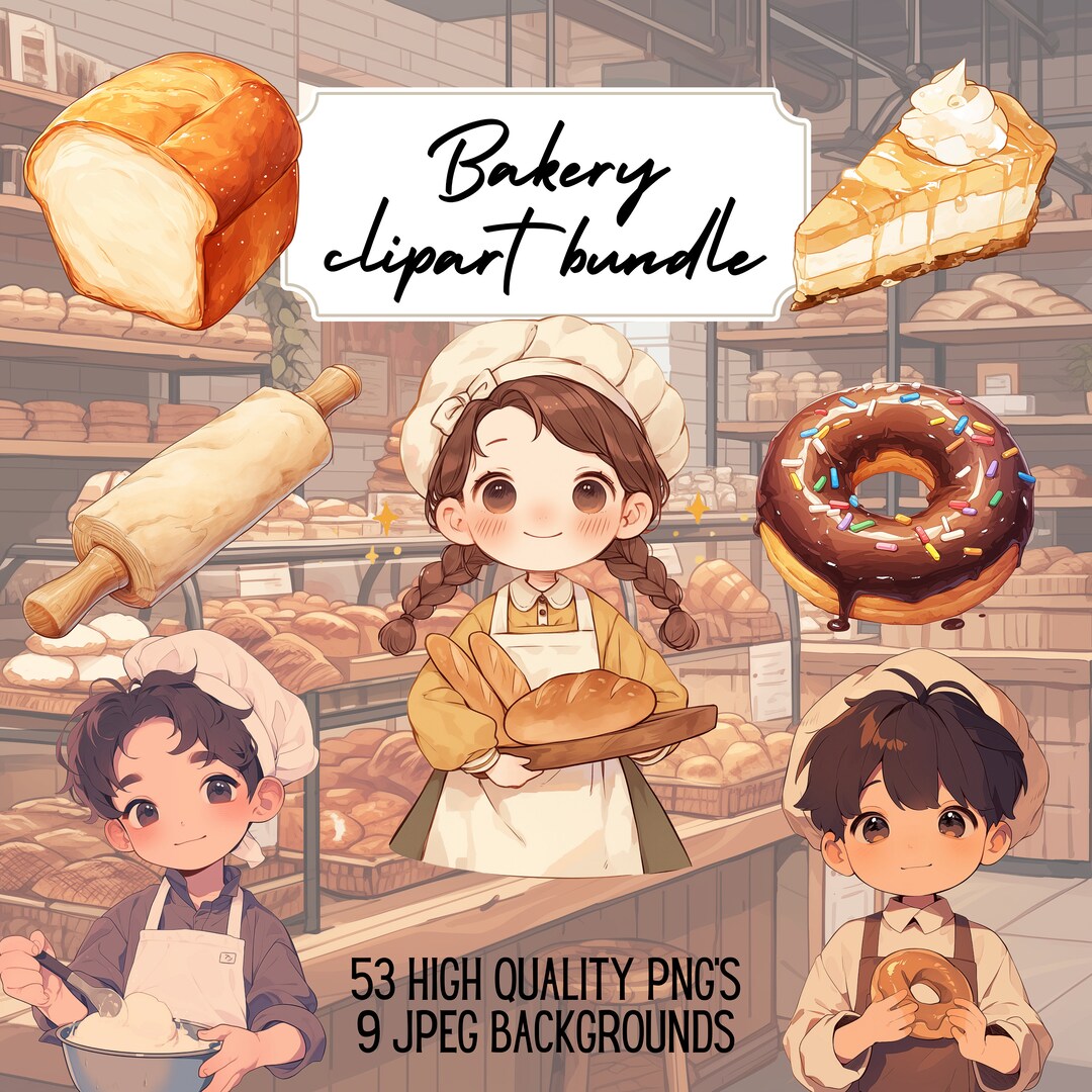 Bakery Clipart Bundle Food PNG Cute Couple Clipart Kitchen ...