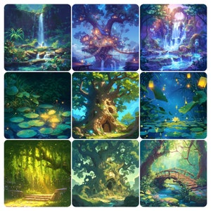 Enchanted Forest Digital Papers Bundle Watercolor Fairy Papers Fairy ...