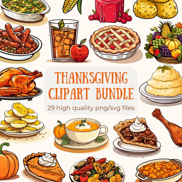 Thanksgiving Food Clipart - Etsy