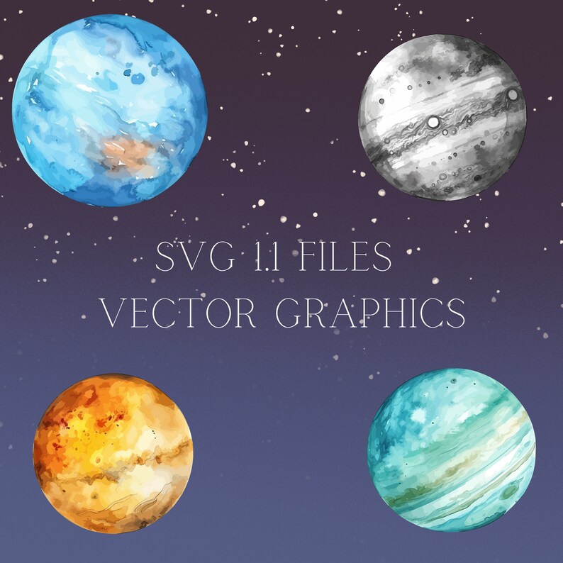 Space Bundle Clipart Planets PNG Set Solar System SVG - Etsy