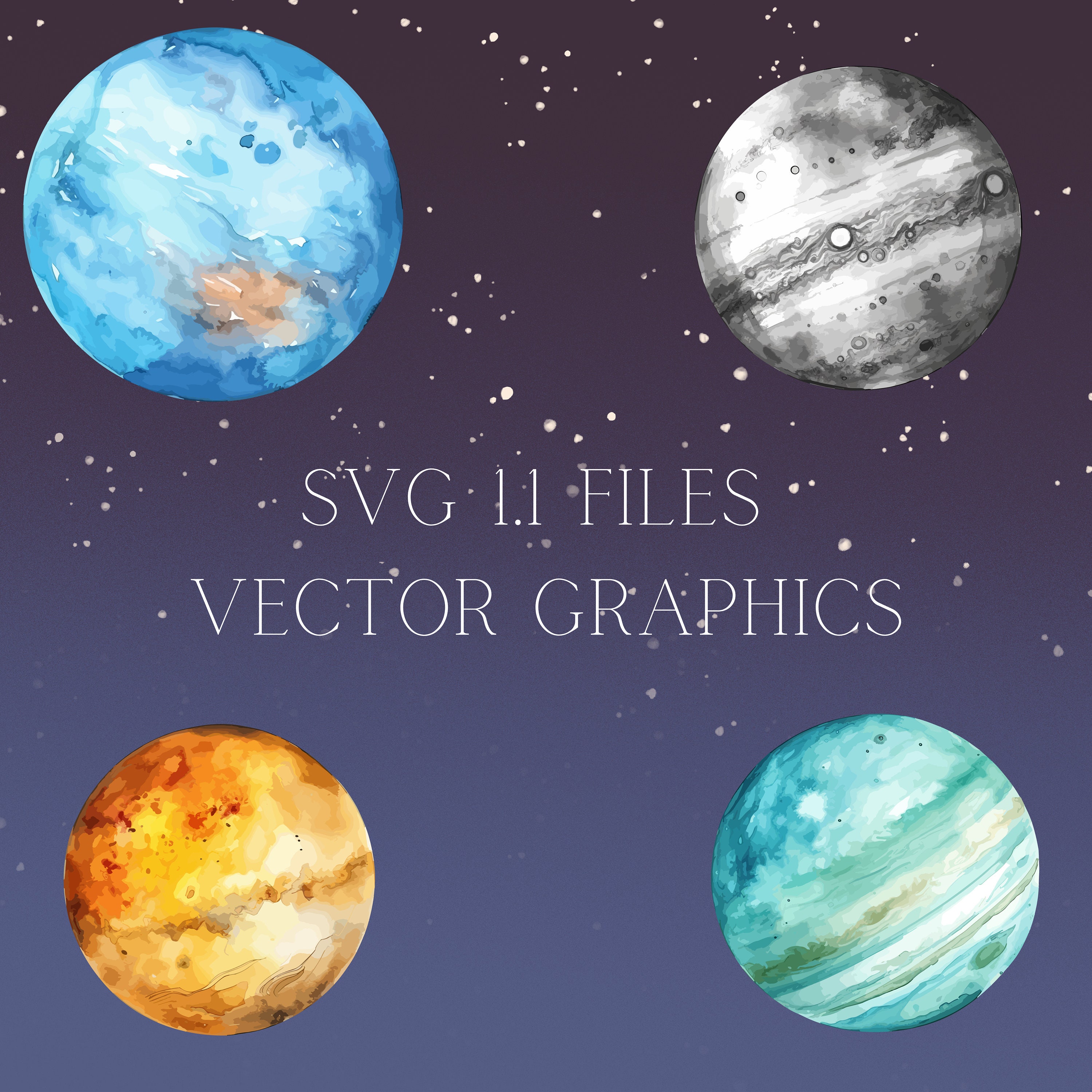 Space Bundle Clipart Planets PNG Set Solar System SVG - Etsy